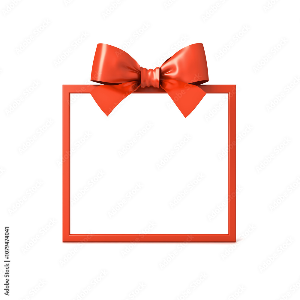 Red gift box frame mockup or red present frame border display showcase ...