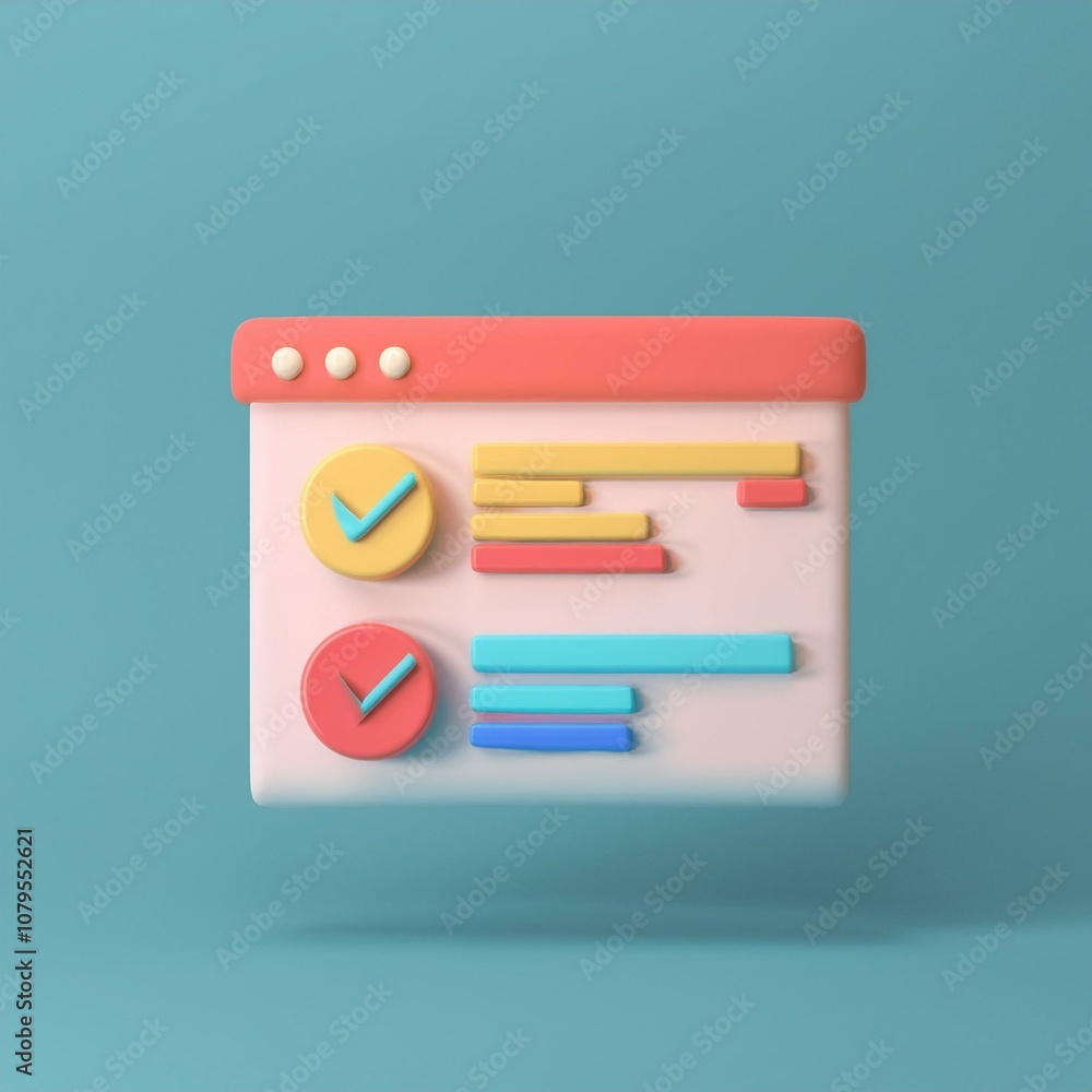 SEO relevance concept. A colorful 3D representation of a web interface ...