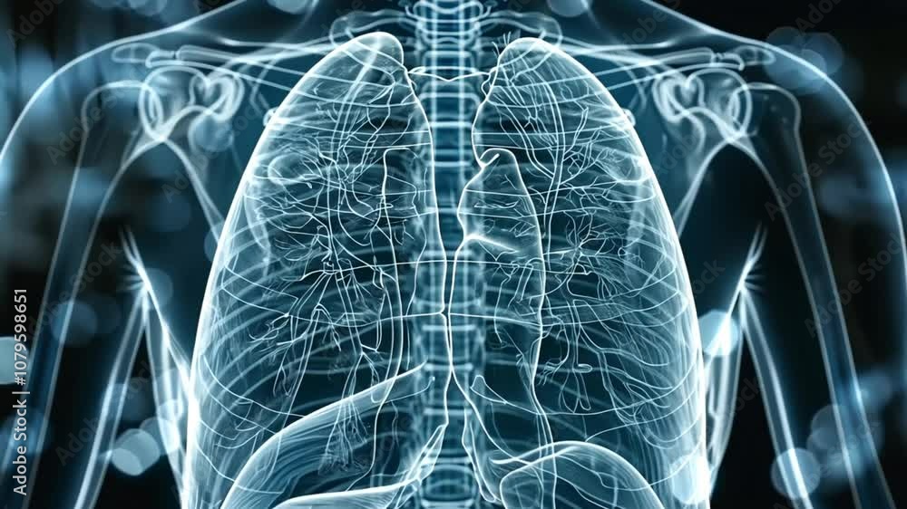 This illustration displays the complex structures of human lungs ...