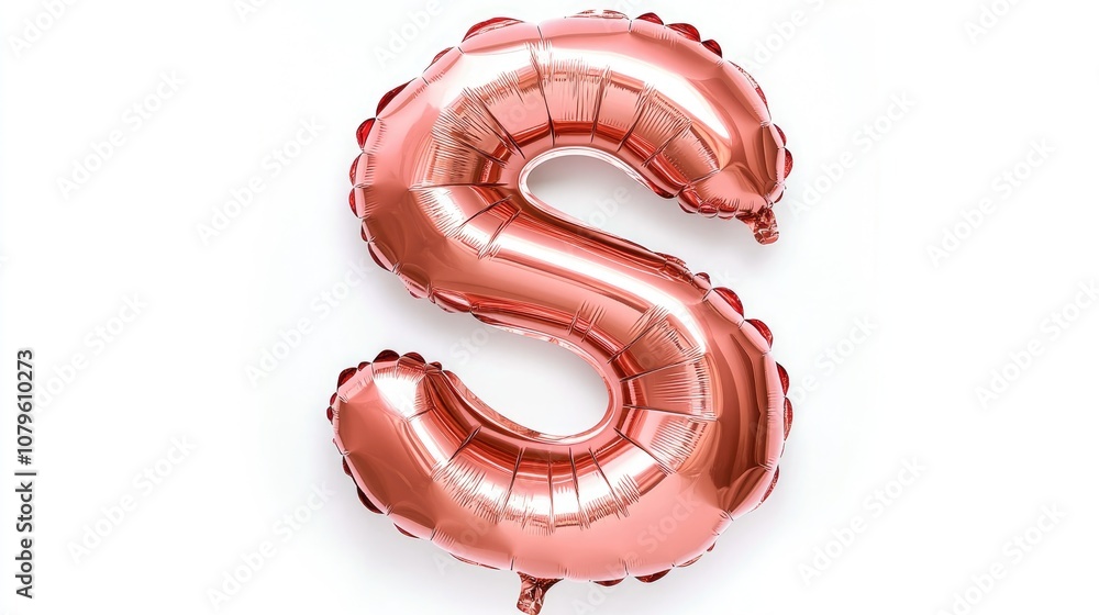 Rose gold inflatable helium balloon in the shape of the letter S ...