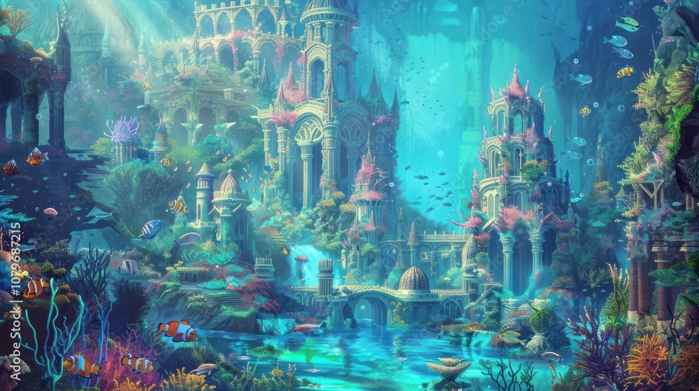 An animated scene of an advanced kingdom in outer space, with ...
