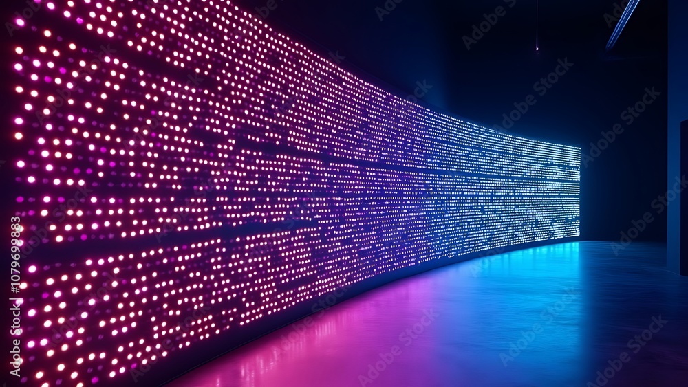 Authentic concave LED display for a wall or platform. Large TV display ...