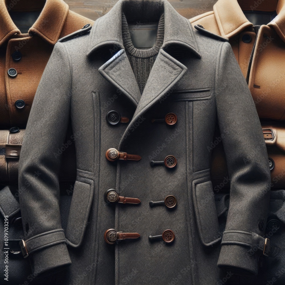 Wool Coat Overcoat peacoat duffle coat styles in classic colors Stock ...