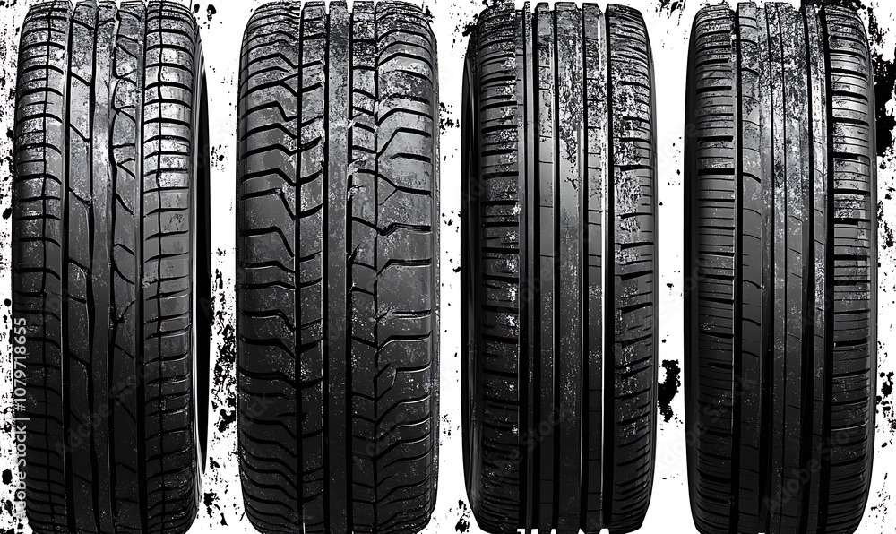 Wheel textures, tire marks from off-road, rally, motocross, car racing ...