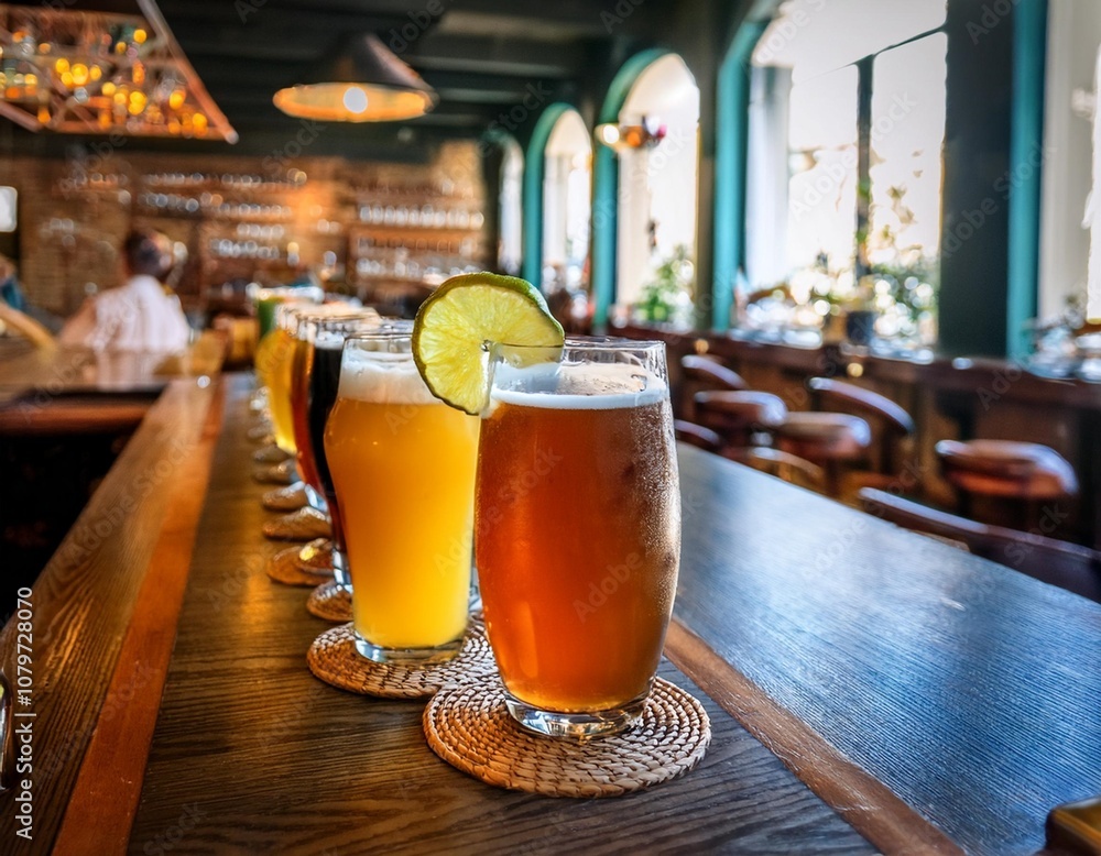 Chic Bar Interior Featuring Artisan Craft Beer Selection With Fresh ...