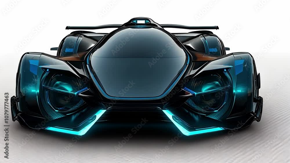 Futuristic Sports Car: A sleek, dark blue concept car with vibrant teal ...