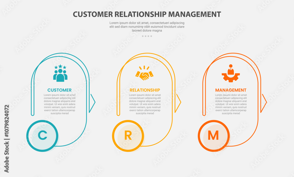 CRM customer relationship management infographic outline style with 3 ...