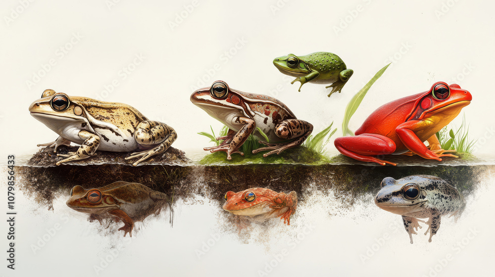 An illustration showing the life cycle of an amphibian, from egg to ...