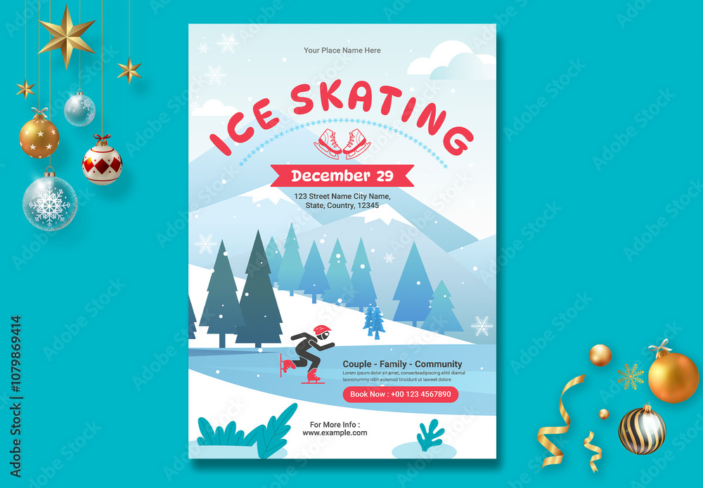 Ice Skating Event Flyer Template Stock Template | Adobe Stock