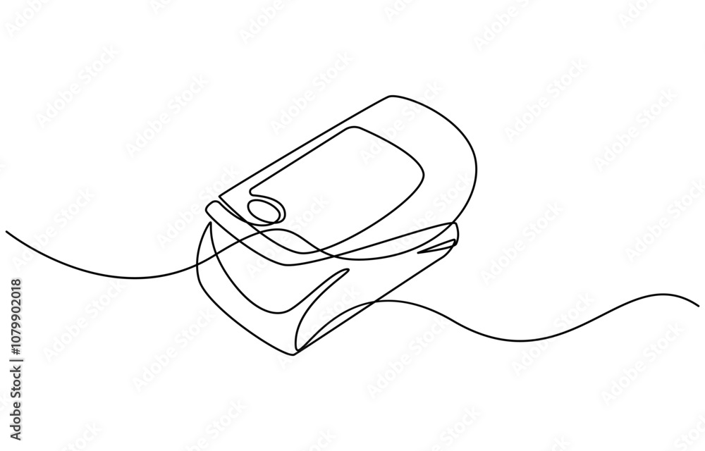 Continuous one line art drawing pulse oximeter on finger. Digital ...