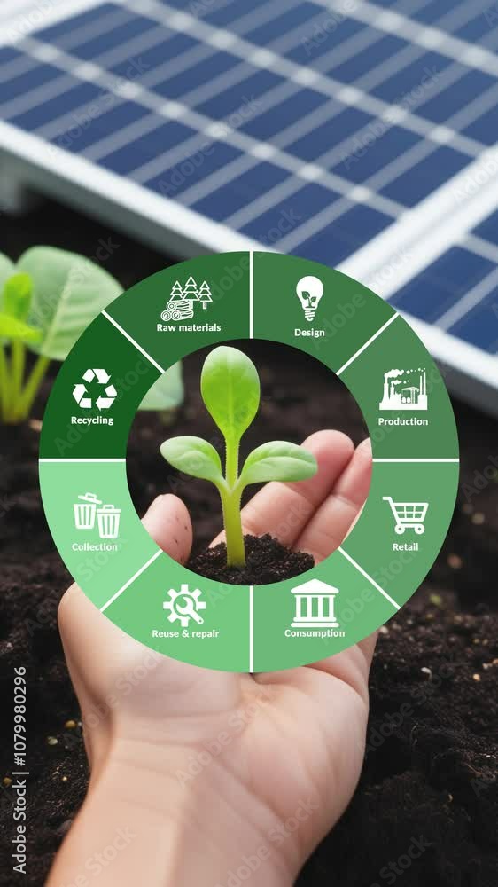 Circular economy line infographic on circle diagram. Sustainable ...