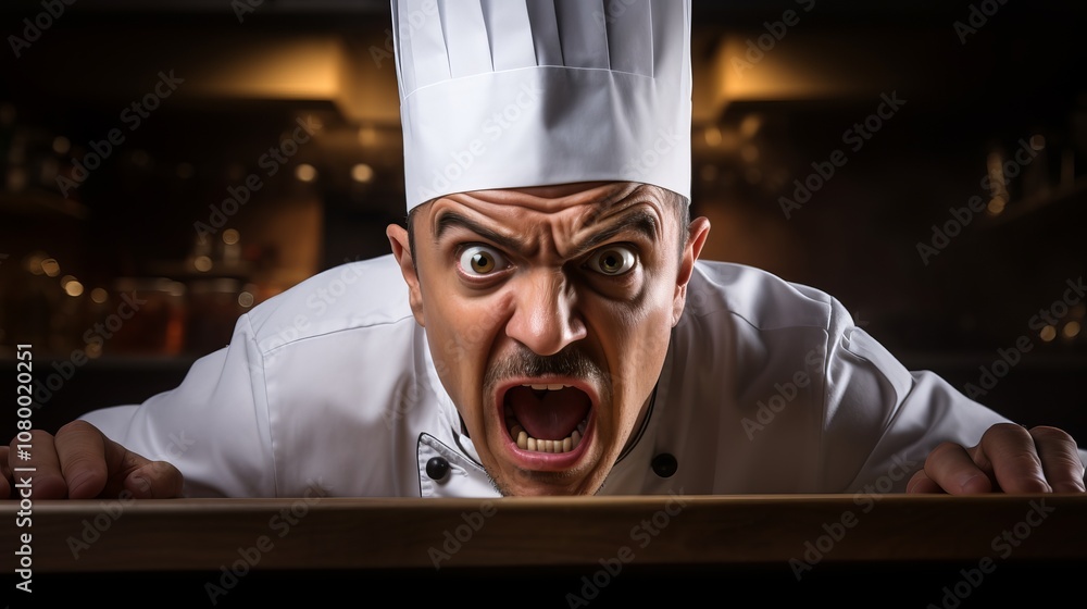 Intense Chef Expressing Passion and Emotion in Culinary Arts with ...