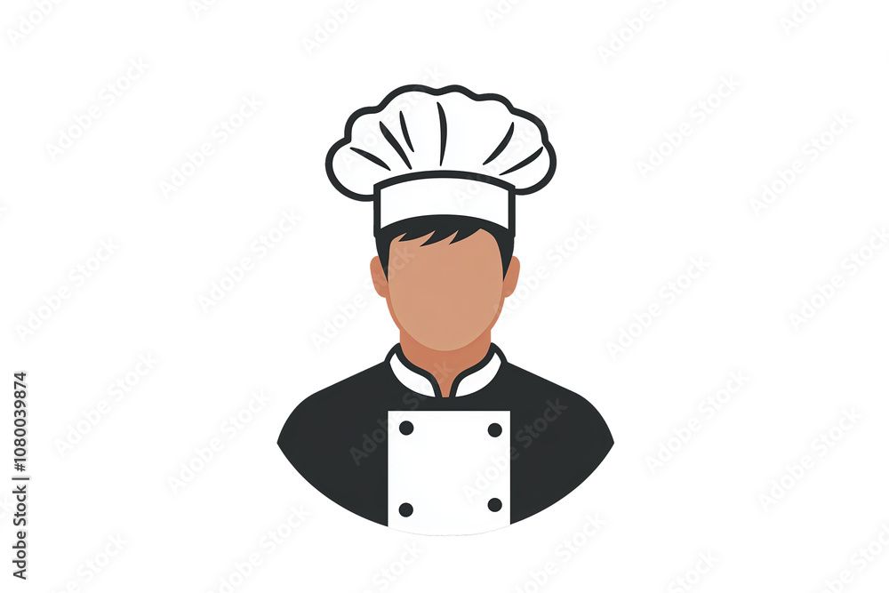 PNG cut out isolated background. A stylized profile icon of a chef ...