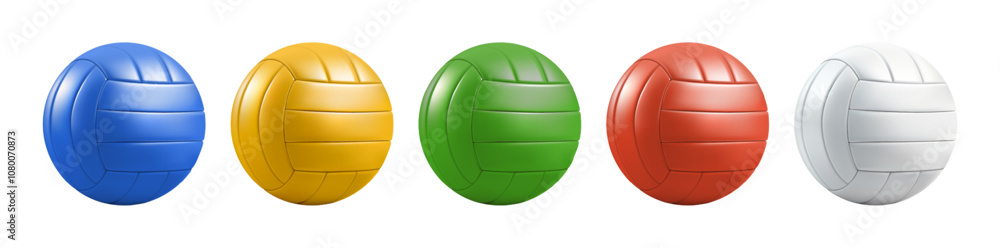 Blue color volleyball set. 3d vector realistic team sport game render ...