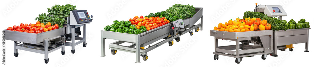 Vegetable sorting process warehouse machinery industrial side view ...