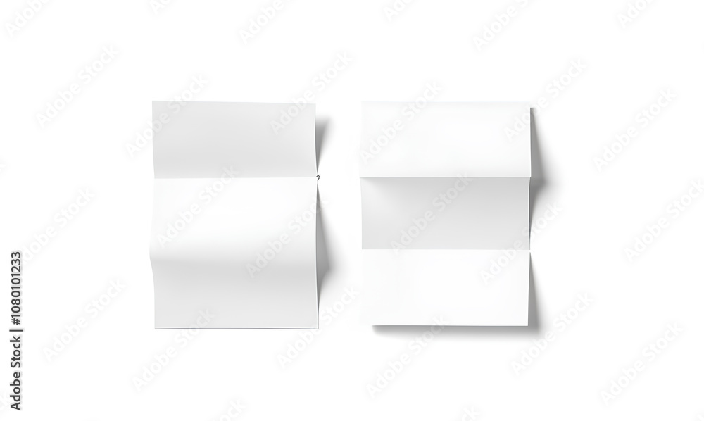 Blank white z-folded horizontal booklet mock up, top view, 3d rendering ...