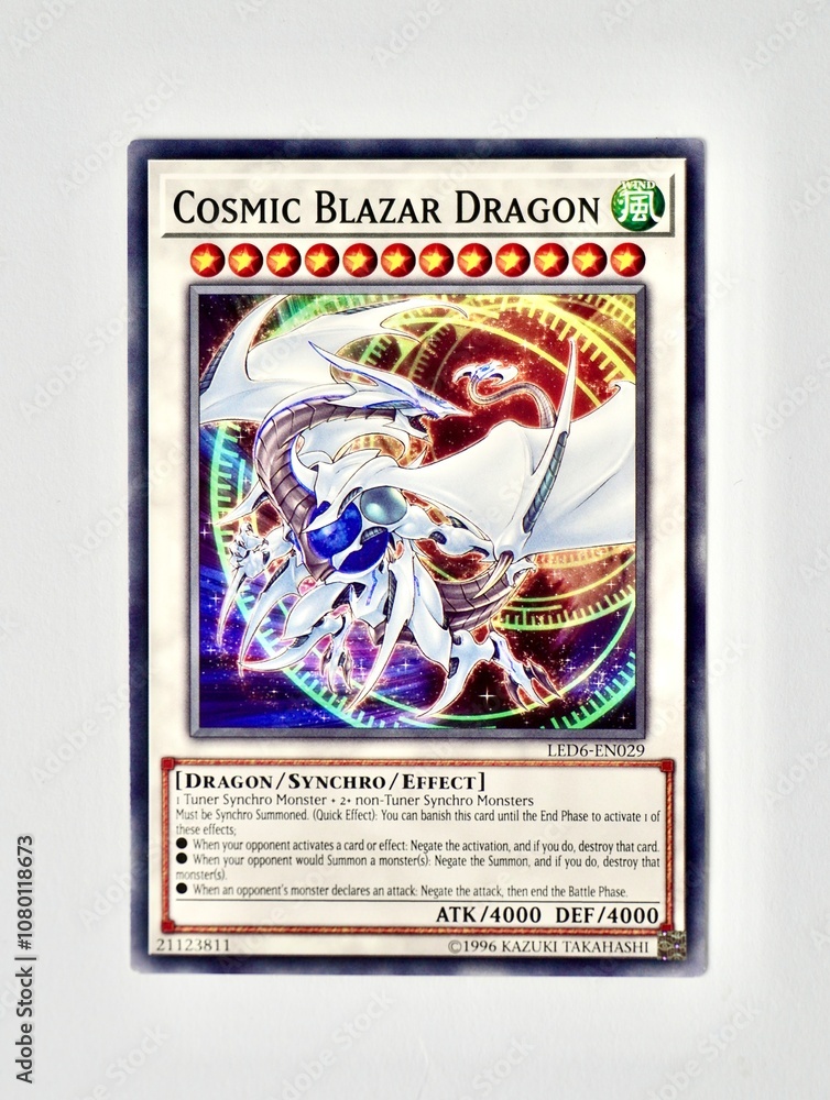 Jakarta, Indonesia - November 7th, 2024 - Cosmic Blazar Dragon Yu-Gi-Oh! card game isolated on ...