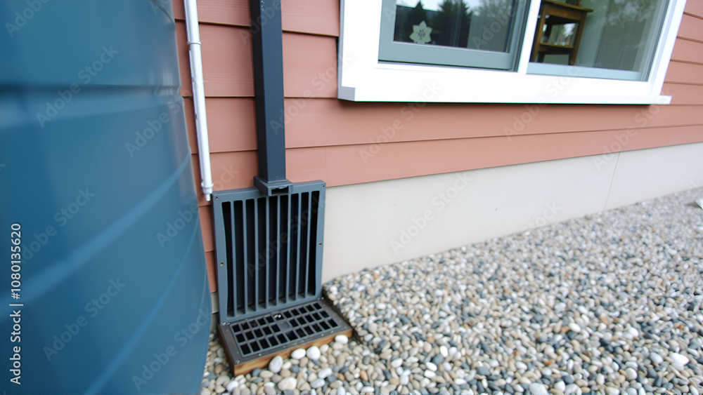 French Drain Gravel Floor along House Wall Outside with Steel Grate by ...