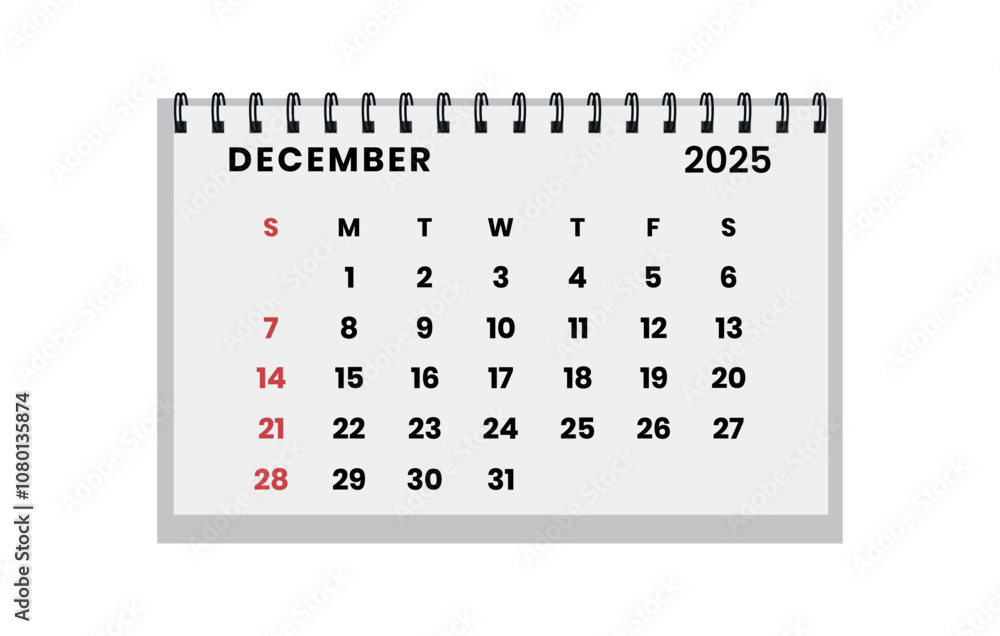 Vector horizontal folding desk calendar December 2025 year. Calendar ...