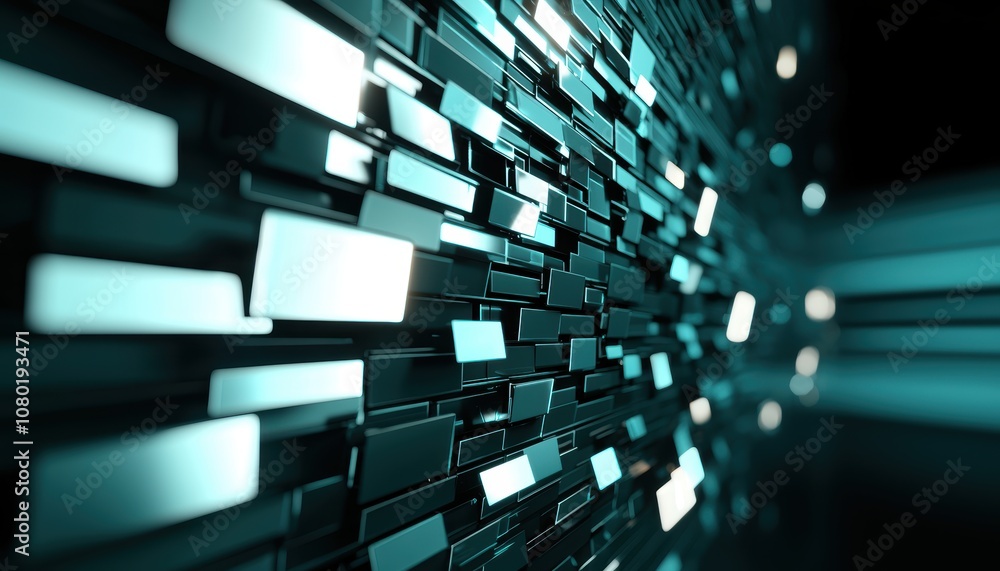Interactive visual mockup with floating panels, glowing highlights, and ...