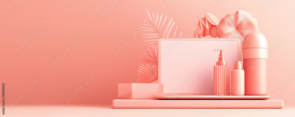 Interactive e-commerce layout mockup displayed on a stylish laptop ... Interactive e-commerce layout mockup displayed on a stylish laptop ...