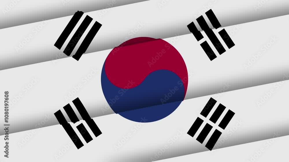 South Korea flag waving animation unique glasslike 4K waving flag ...