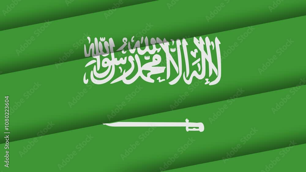 Kingdom of Saudi Arabia KSA flag waving animation unique glasslike 4K ...