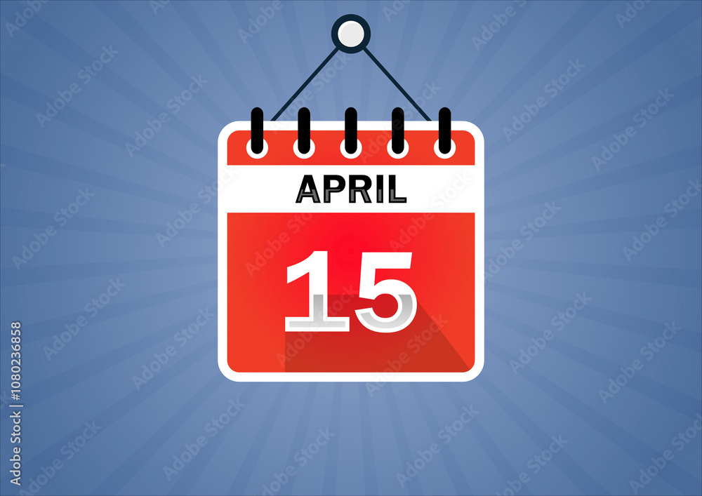 April 15, Calendar hanging sign. 15th days of the month, modern ...