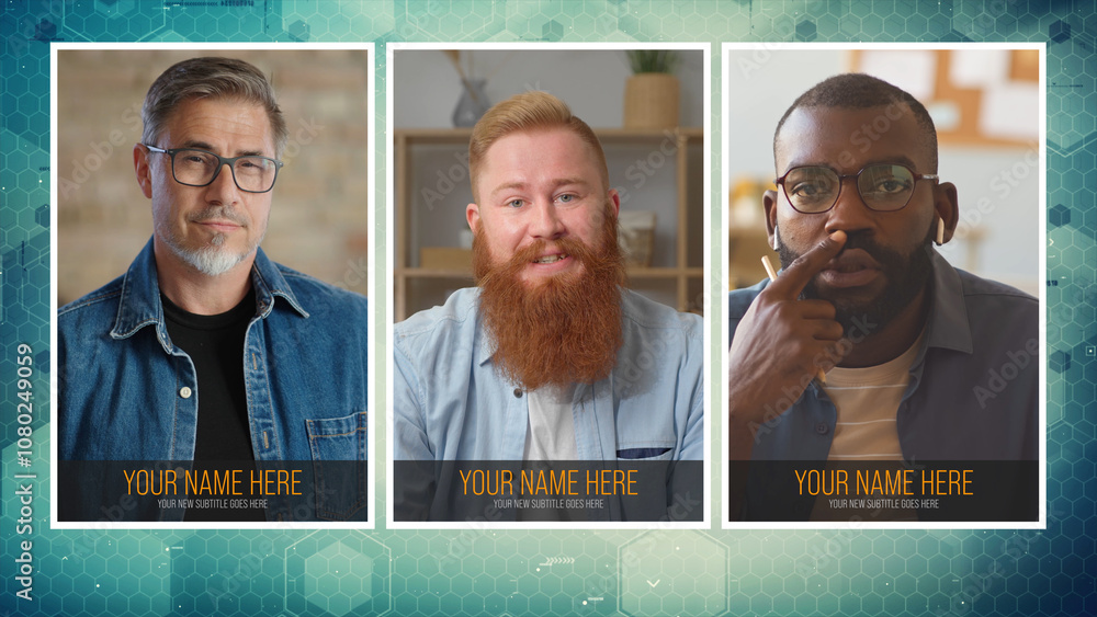 Science Video Interview Display for Three Participants. Split Multi ...