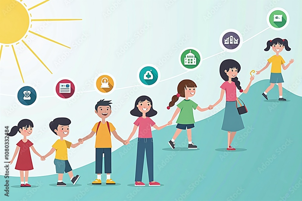 Infographic illustration showcasing the growth milestones of children ...