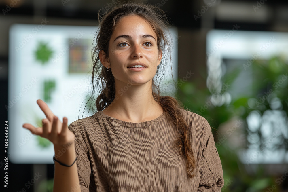 A climate analyst passionately explains urban sustainability concepts ...