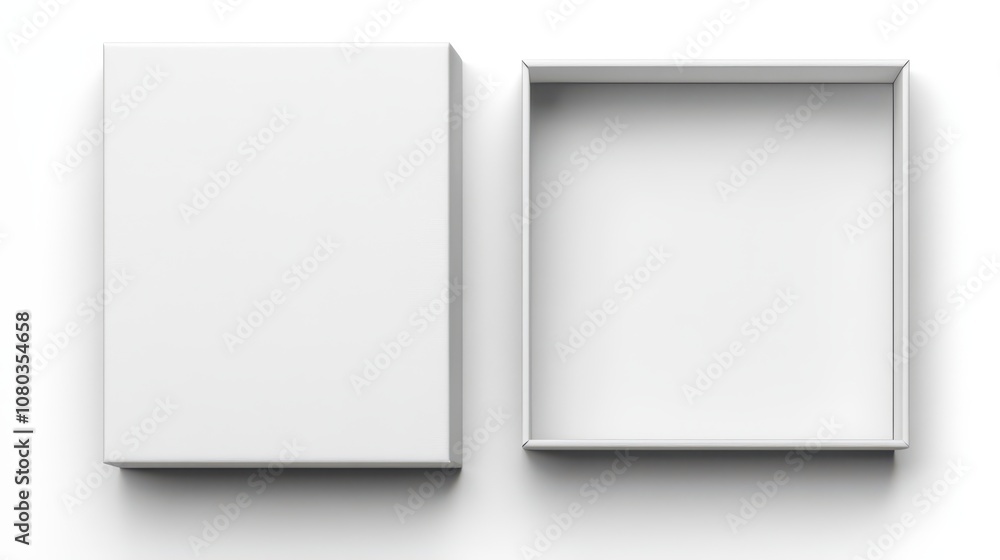 Minimalistic White Box and Lid with Open Top View, Perfect for ...