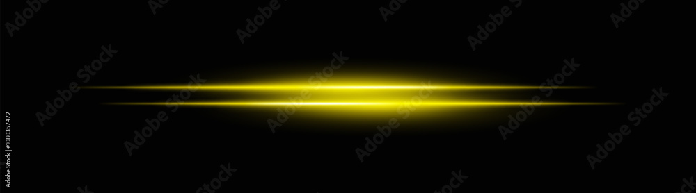 Vibrant yellow horizontal light beams with a soft glow and smooth fade ...