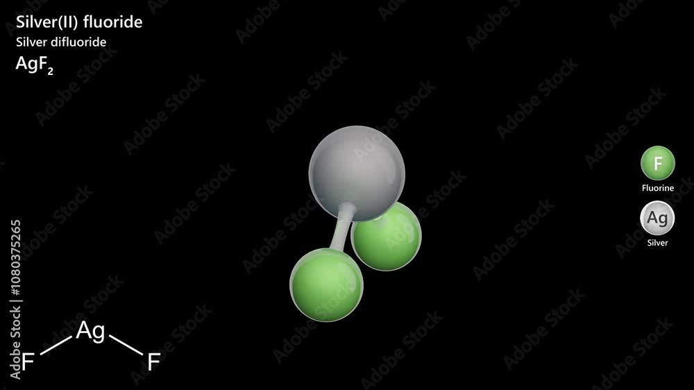 Silver(II) Fluoride. Animated 3D model of a molecule. Molecular formula ...