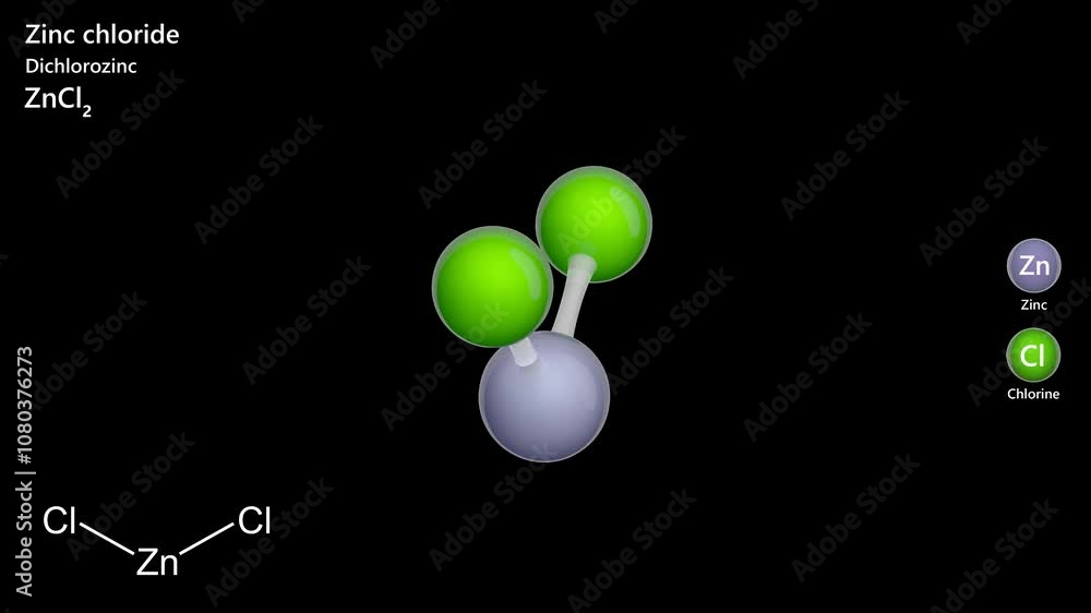Zinc Chloride. Animated 3D model of a molecule. Molecular formula ...