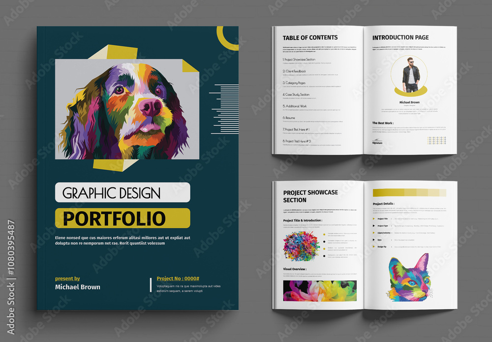 Minimalist Graphic Design Portfolio Layout Stock Template | Adobe Stock