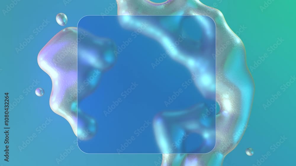 Vivid green and blue holographic background with dynamic fluid shapes ...