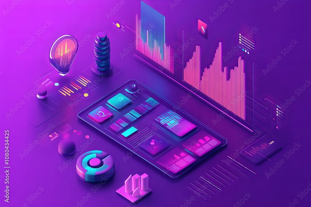 3d illustration of a business data dashboard for enhanced marketing ...