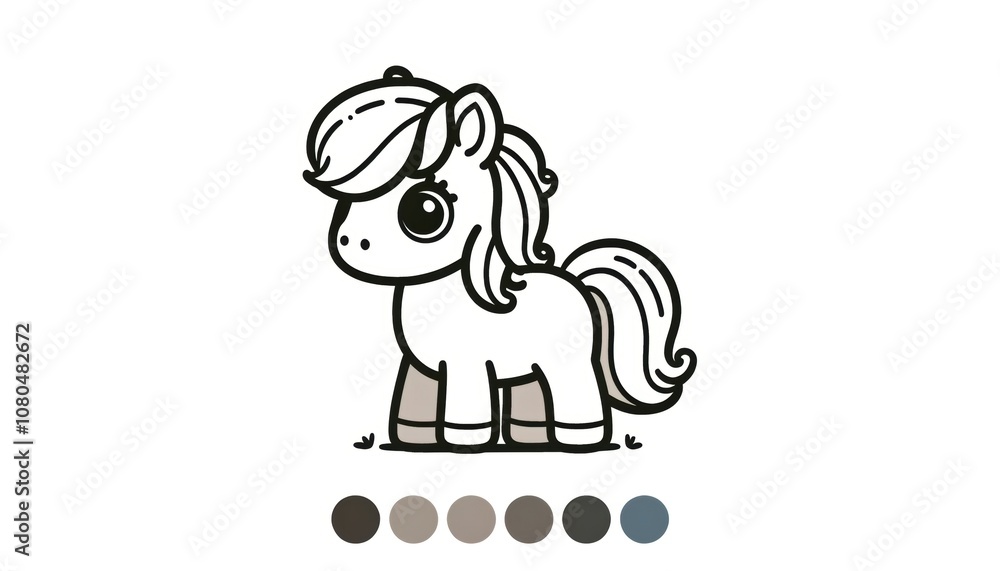 Magical Pony and Unicorn Coloring Pages for Kids - Adorable Cartoon ...