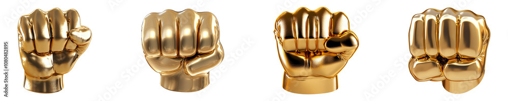 Collection of A 3D illustration of a golden fist model, designed to ...