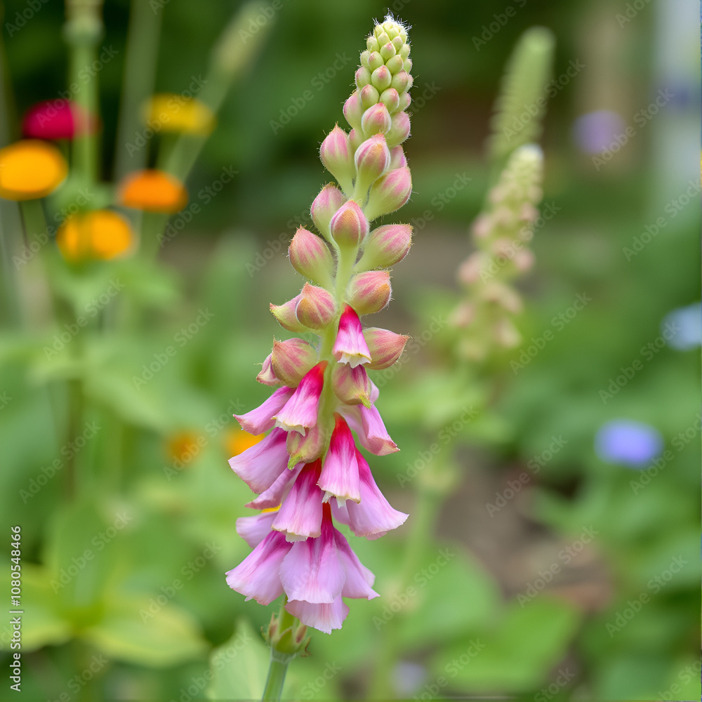 Holyhock growing tip and buds - genus Alcea, mallow family Malvaceae ...