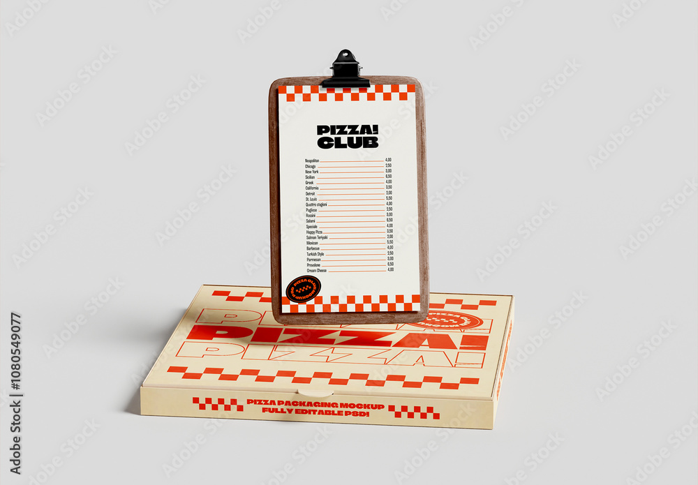 Pizza Box with Menu for Branding Design Mockup Stock Template | Adobe Stock
