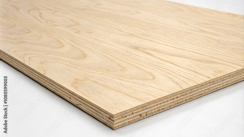 High-angle shot of birch plywood sheet with a subtle texture and ...