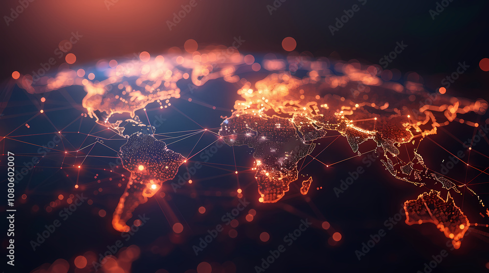 burning world map in the fictional digital Generated AI Stock ...