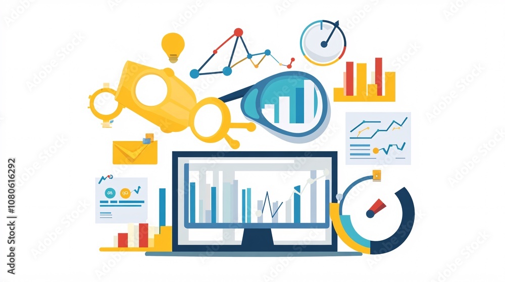 Business analysis and project management using computer and charts ...