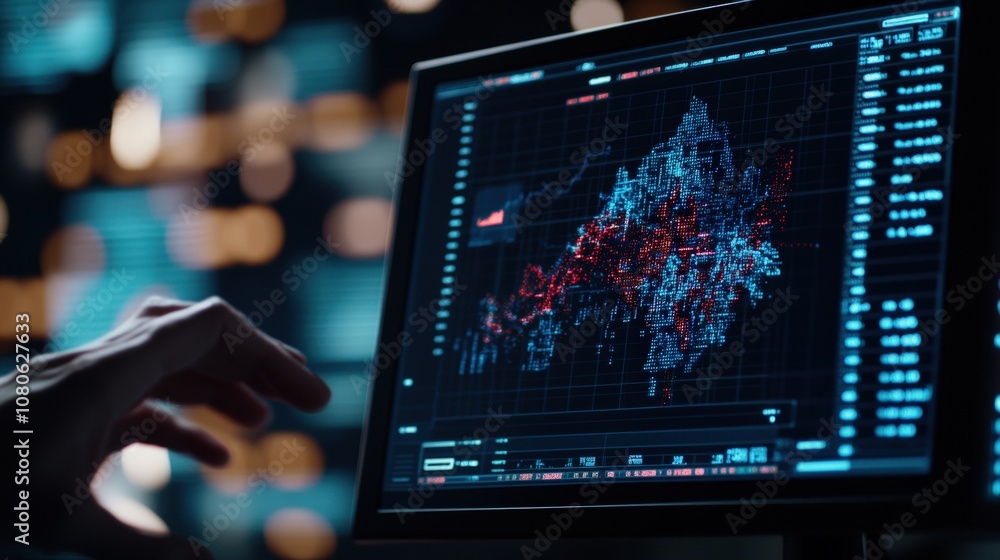 Analyzing complex data on a digital screen with graphical interface in ...