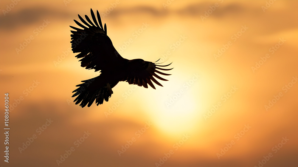 Bald Eagle flying in cloudy weather, silhouette Eagle silhouette ...