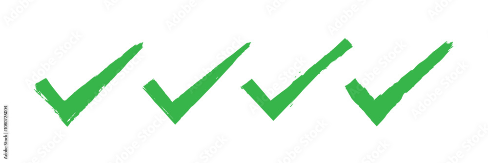 Green check mark and red cross icon set, circle, and square. Tick ...