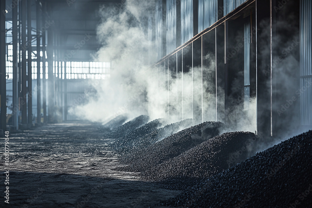 Photo & Art Print Modern biochar production facility with clean ...