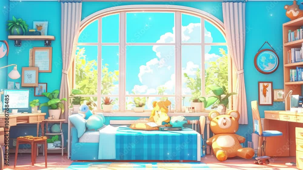 Enjoy the calm ambiance of a cozy room bathed in bright, warm sunlight ...